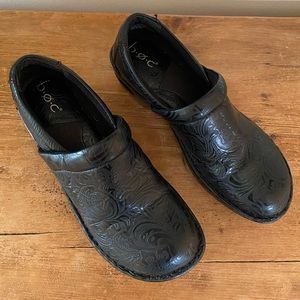 boc | Shoes | Boc Black Peggy Floral Embossed Clogs | Poshmark